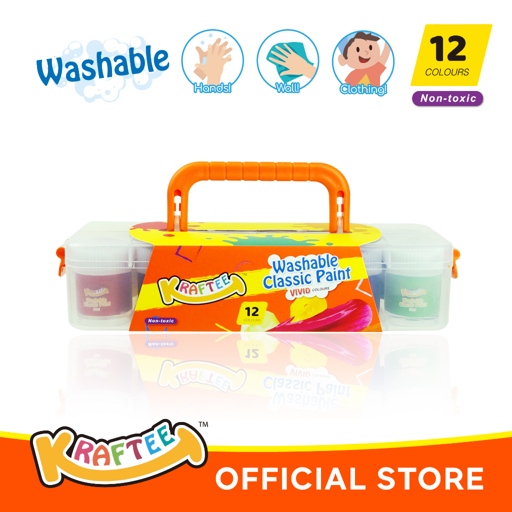 Kraftee 12ct Washable Classic Paint For Kids | Shopee Malaysia