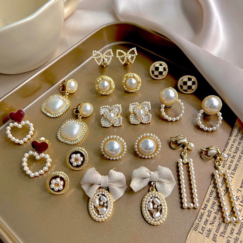 Anting Klip Mutiara Minimalis Pearl Ear Clip Hijab Minimalist Stylist ...