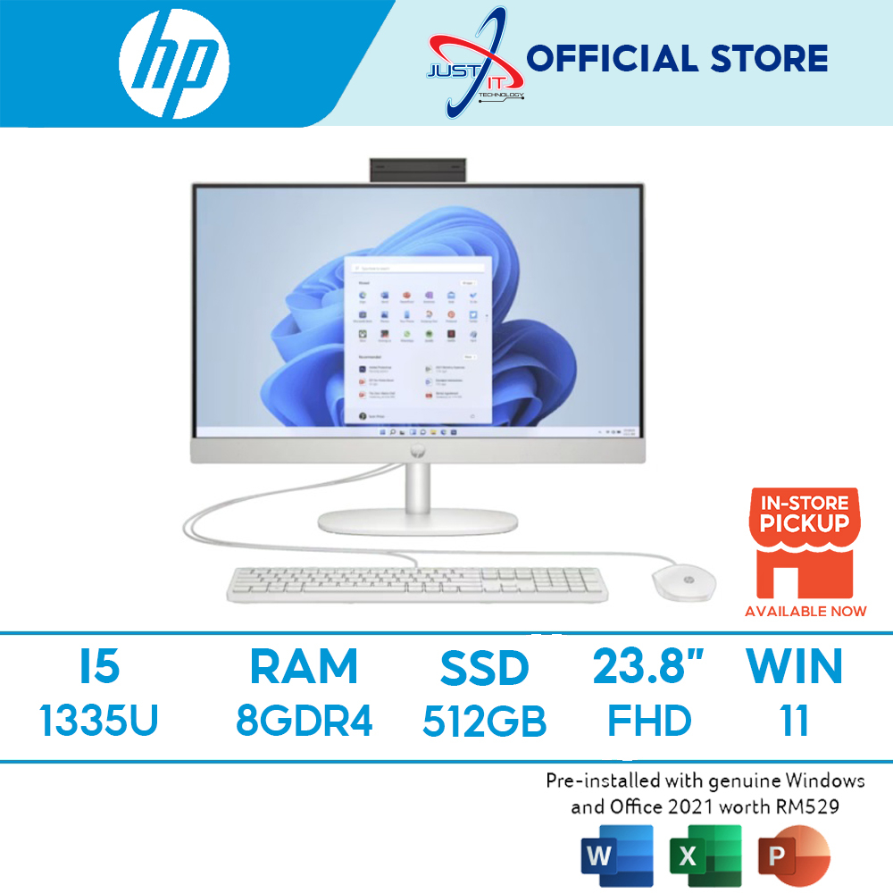 HP 24-CR0025D All-In-One Desktop PC (I5-1335U 8GD4 512SSD / 23.8" FHD ...