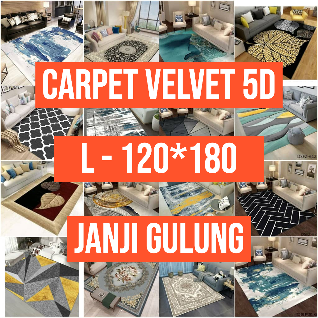 L ( 180*130 ) | Carpet Velvet 5D New Design [4X6 KAKI] Ready Stock ...