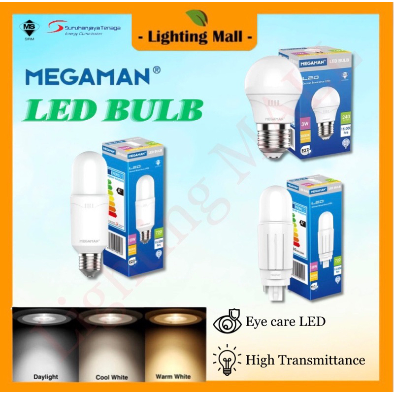 [SIRIM] MEGAMAN LED Bulb 3W 5W 7W 10W 15W Stick Bulb PLC E27 Mentol ...