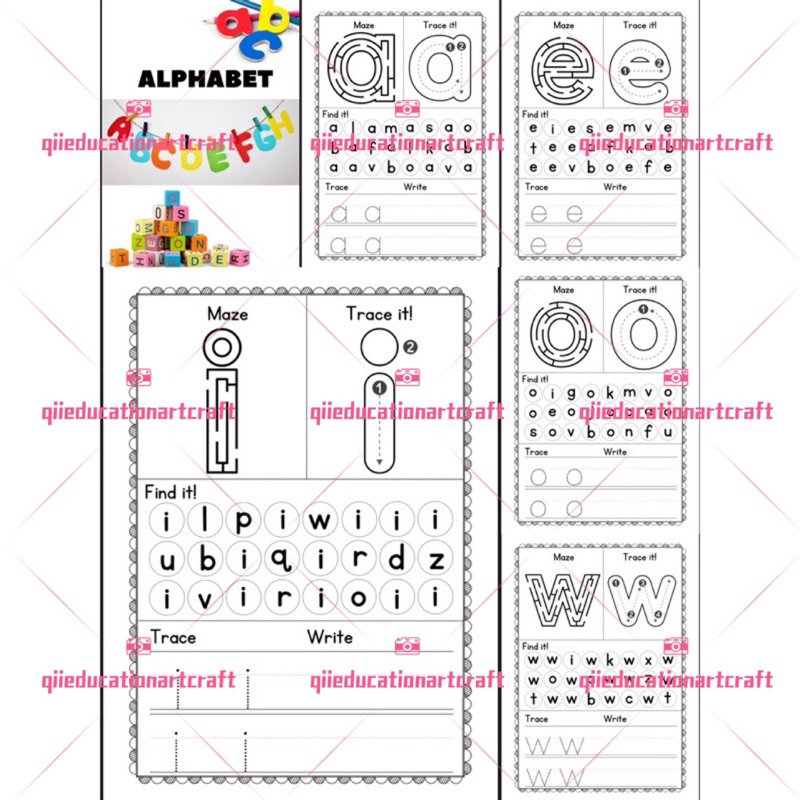Alphabet Lowercase Letter Maze trace find it worksheet pdf soft copy ...