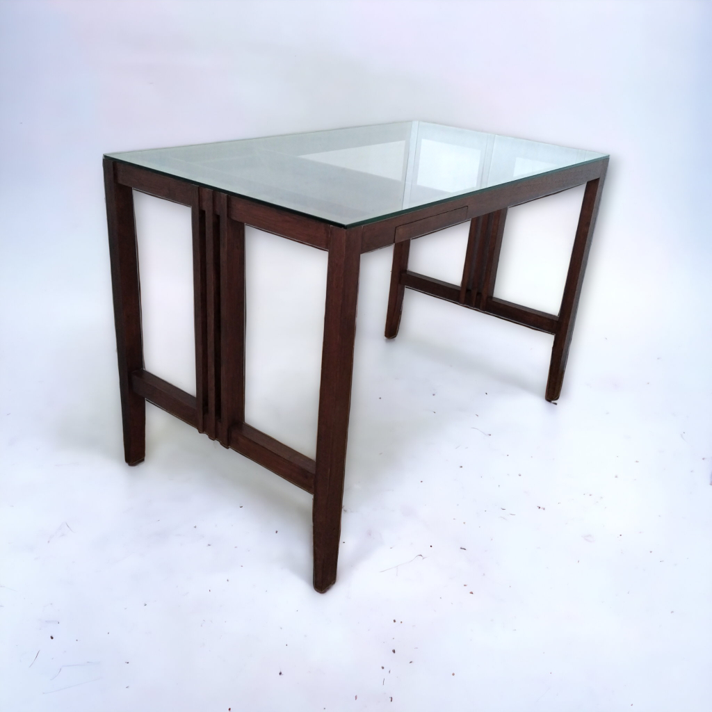 Peculiar Wood – Classic Modern Solid Hardwood with Tempered Glass Table ...