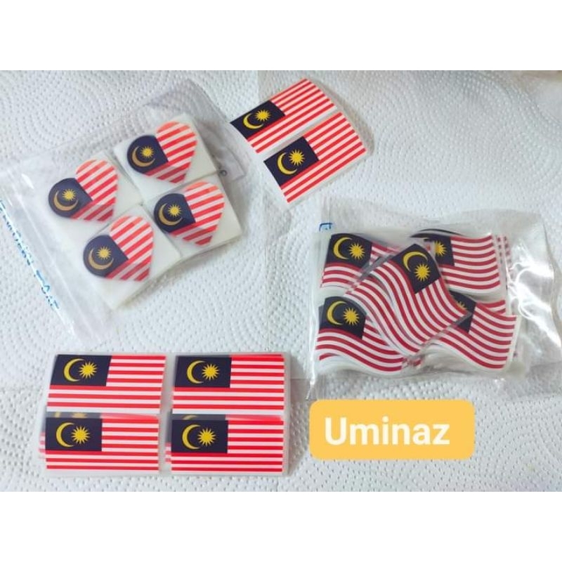 STICKER IRON ON BULAN BINTANG, BUNGA RAYA , JALUR GEMILANG , MERDEKA ...