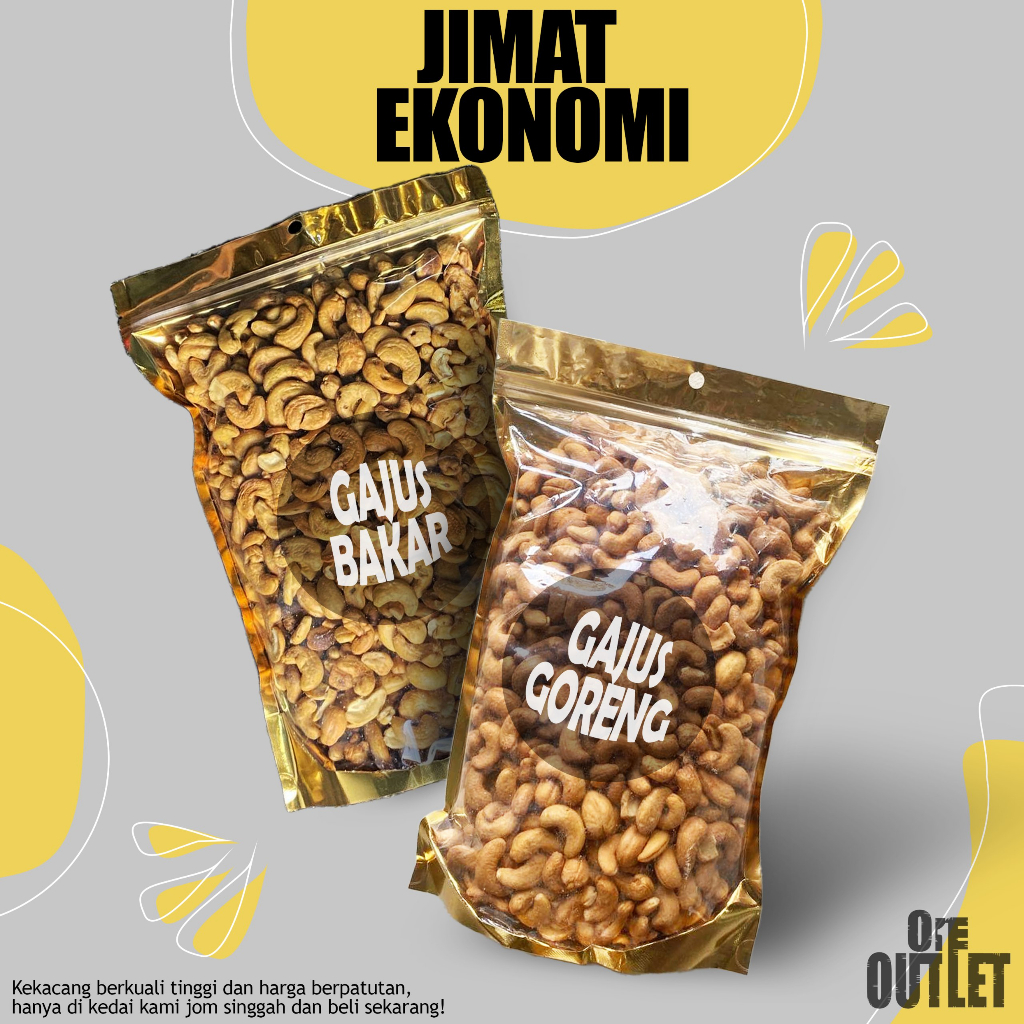 Kacang Gajus Bakar Goreng Ekonomi b40 Cashews Nuts Rosted 250g 500g 1kg ...