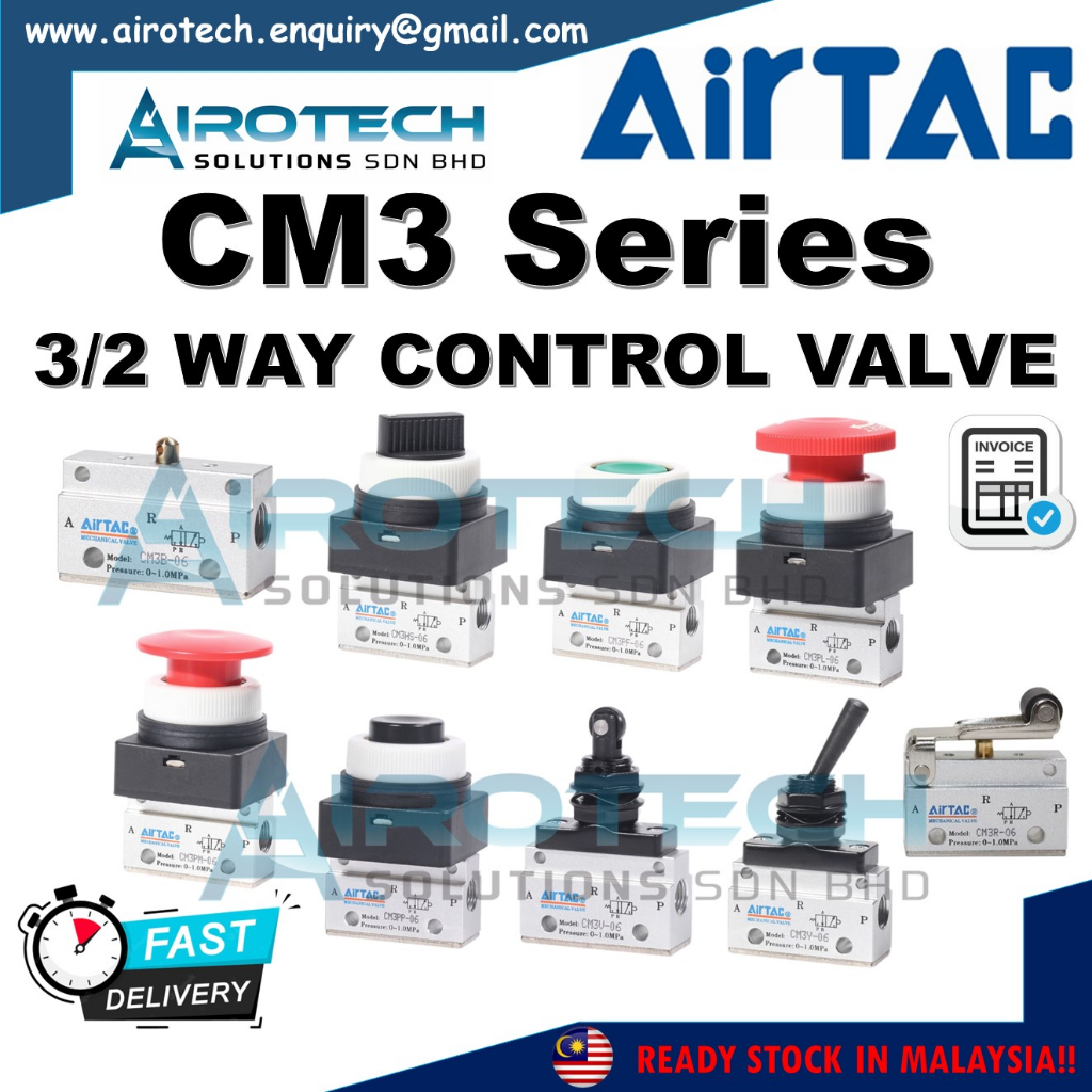 AirTAC Control Valve 3/2 way CM3 Series Mechanical Valve Limit Switch Valve 1/8" *Invoice ...