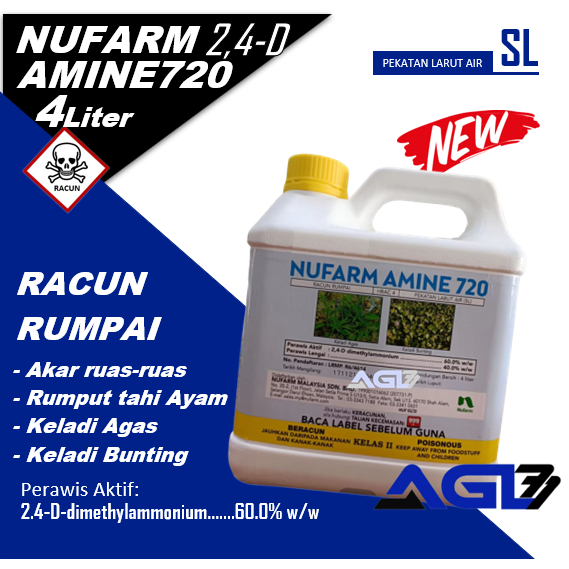 Nufarm 2,4-D Amine 60 / 720 4L / Racun Rumpai / Keladi agas / Setawar ...