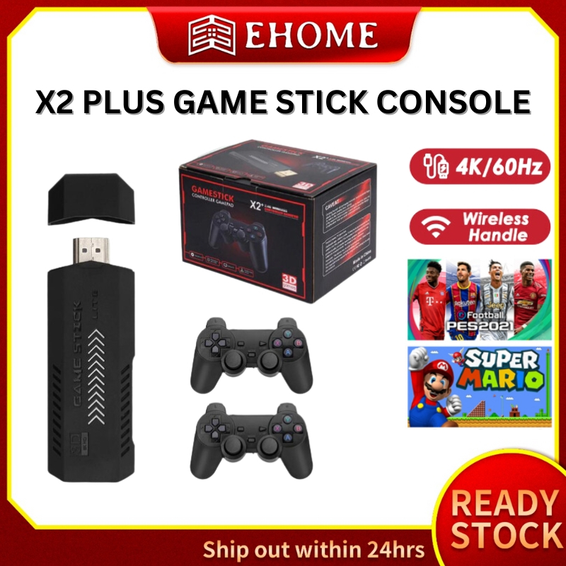 X2 Plus TV Game Console Gamestick 2.4G Wireless Dual Gamepads ...