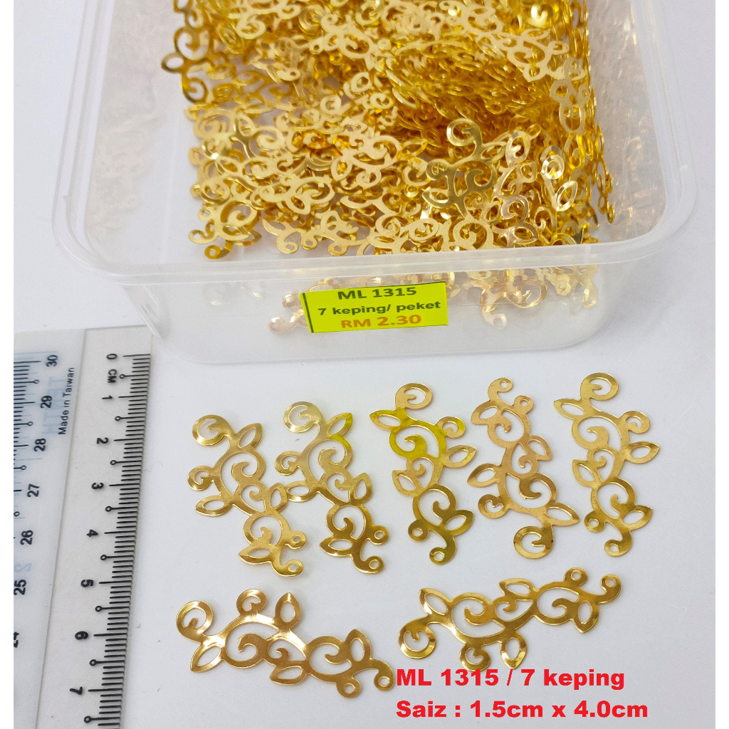 Kepingan besi emas bercorak kerawang untuk sanggul melintang | Shopee ...