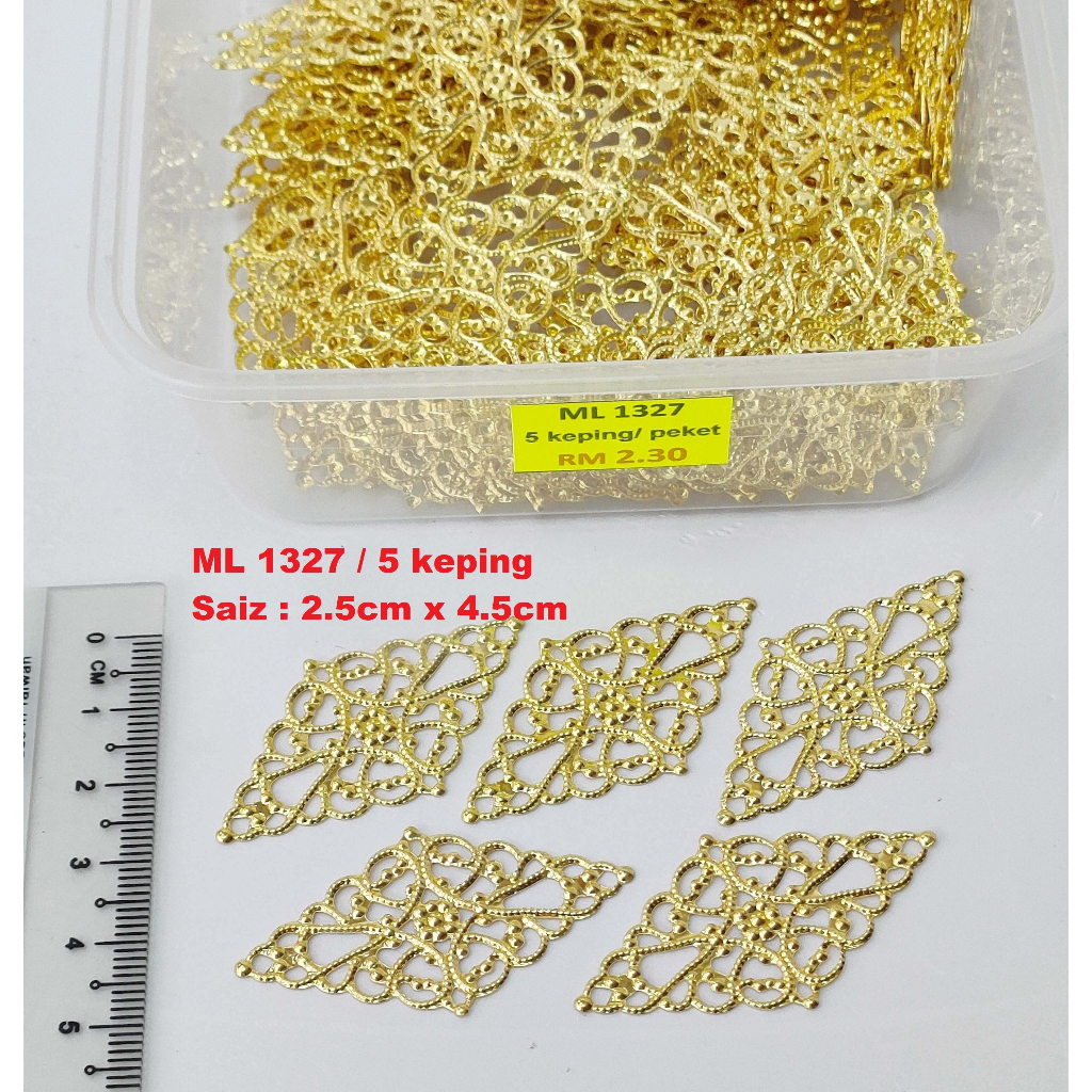 Kepingan besi emas bercorak kerawang untuk sanggul melintang | Shopee ...