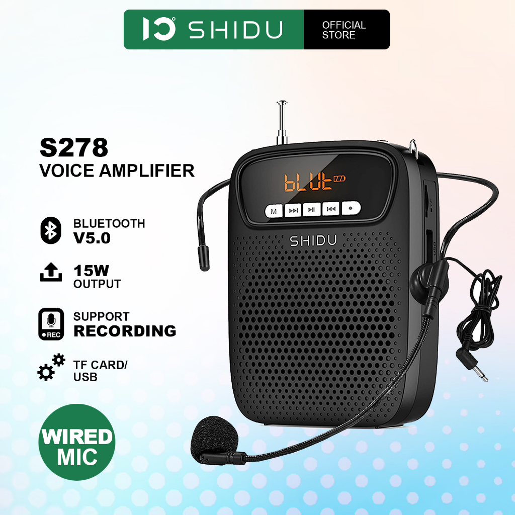 SHIDU S278 Speaker with Mic Wired Headset Microphone Voice Amplifier ...