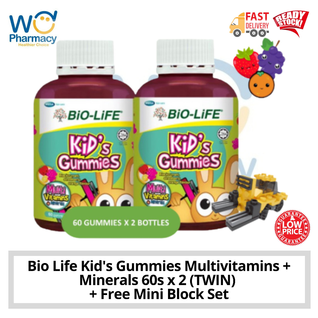 Bio Life Kid's Gummies Multivitamins + Minerals 60s x 2 (TWIN) + Free ...