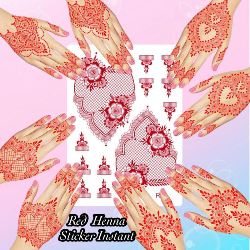 RED HENNA STICKER INSTANT_STICKER INAI | Shopee Malaysia