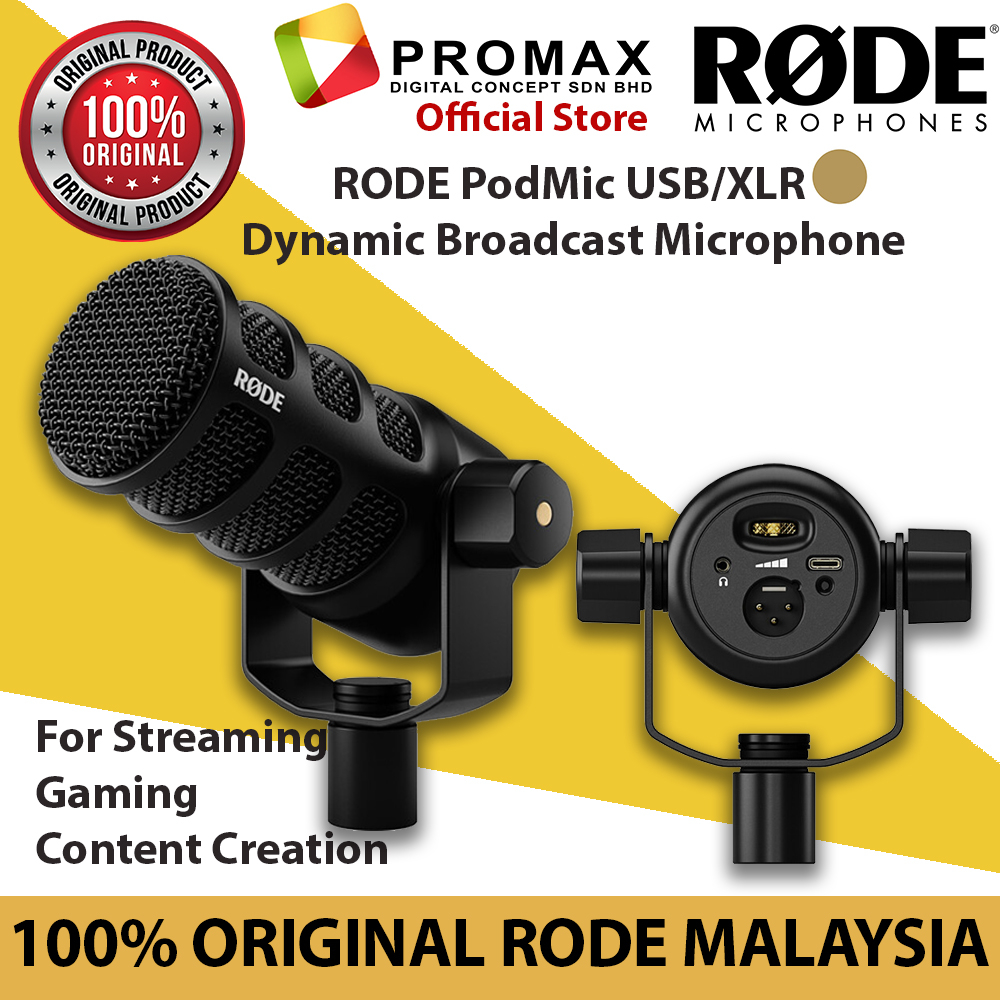 RODE PodMic USB and XLR Dynamic Broadcast Microphone for Podcasting ...