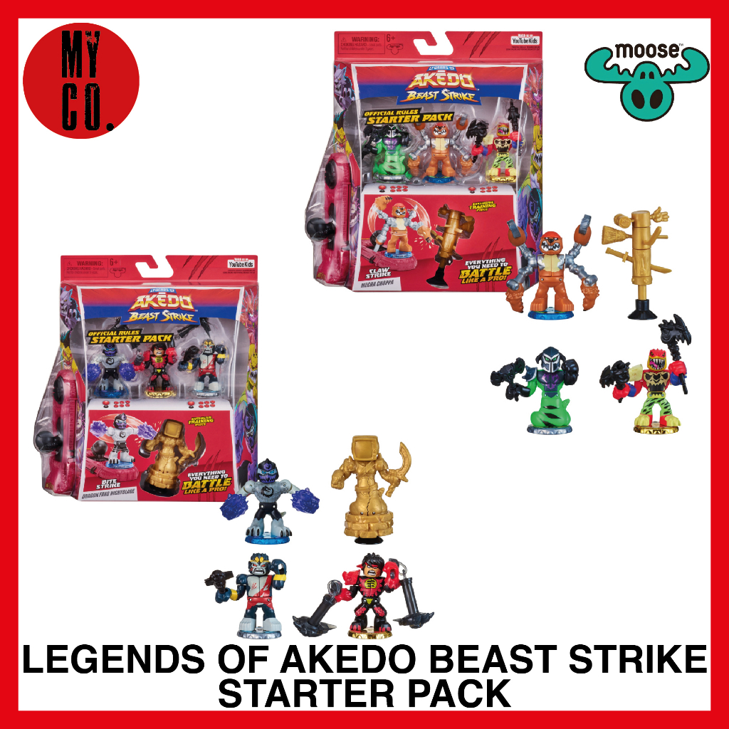 LEGENDS OF AKEDO BEAST STRIKE STARTER PACK MOOSE TOYS GOKONG CHUX NIGHTBLADE DARKSTING Bite Claw ...