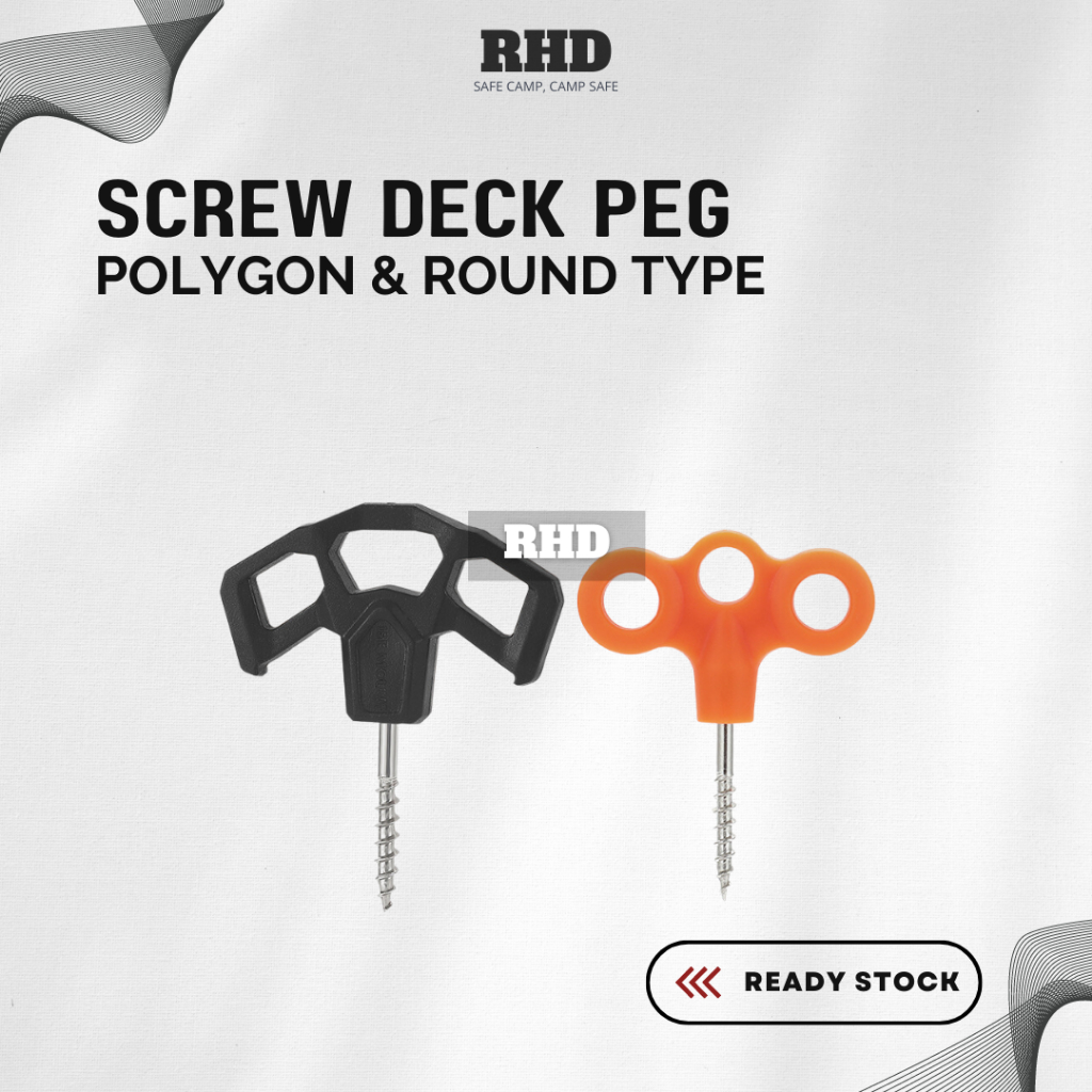 Camping Deck Peg Screw Type Three Eyelet Outdoor Tent Flysheet Khemah ...