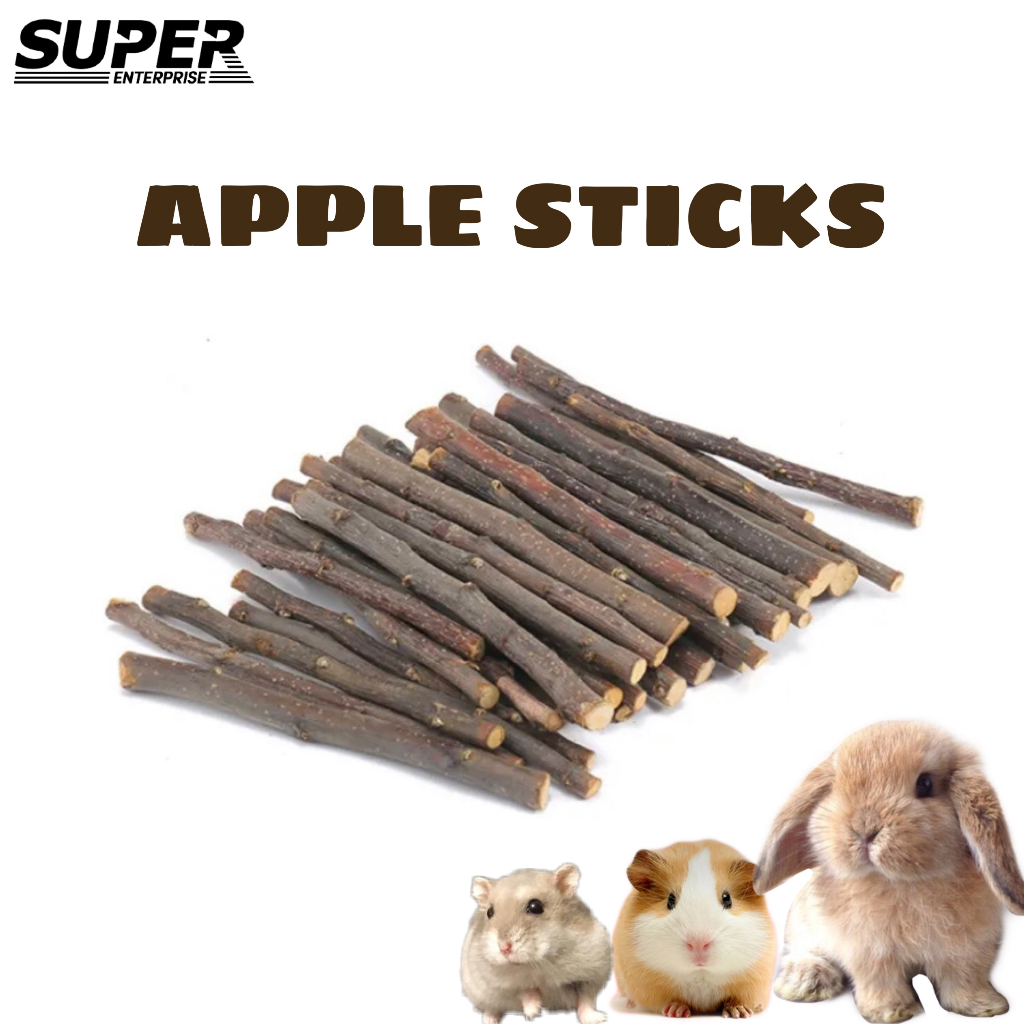 [TERMURAH] APPLE STICKS 100G Chewing Molar Apple Branch Sticks Rabbit ...