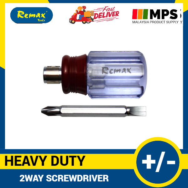 Remax 2 Way Screw Driver 38mm 2 in 1 Stubby Size Screwdriver Flat Slotted Phillips Head Pemutar ...