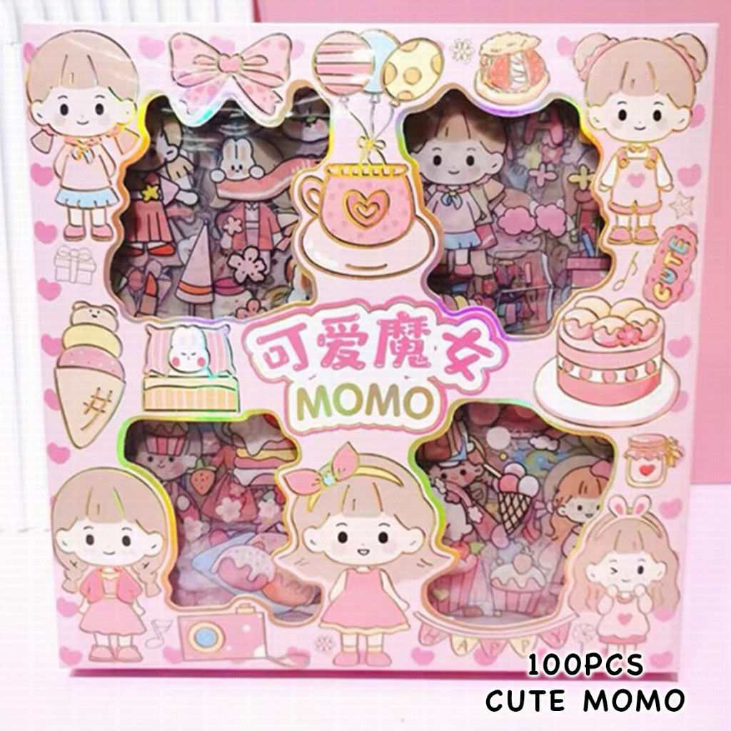 100PCS DIY Cute Sticker Cartoon Momo Stickers Box Set PET Waterproof ...