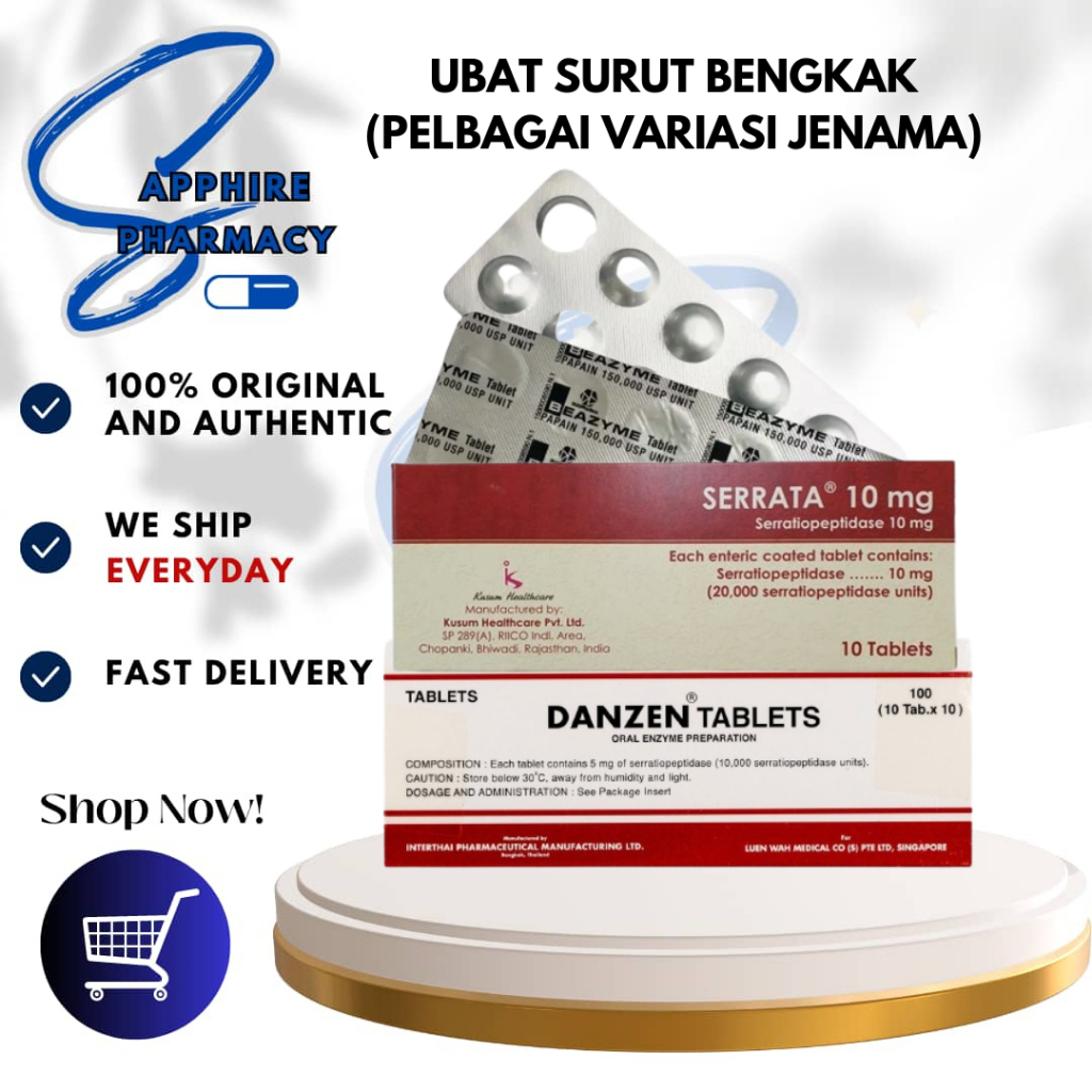 1 STRIP - UBAT SURUT BENGKAK | REDUCE INFLAMMATION | PEPZEN | BEAZYME ...