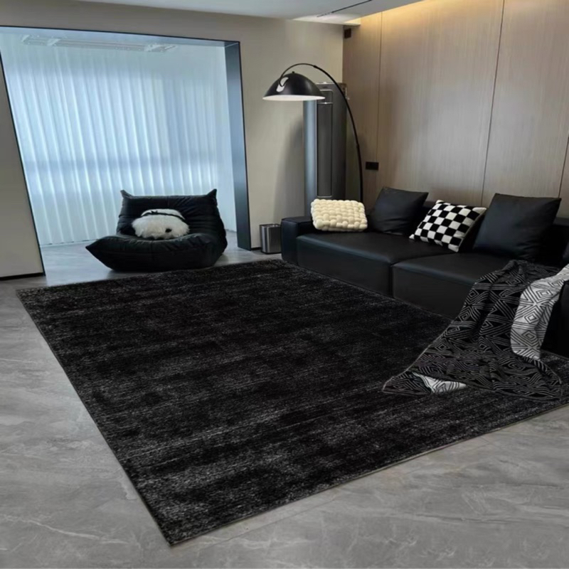 Karpet Velvet Simple Plain Black Modern Art Design Home Decoration Rugs ...