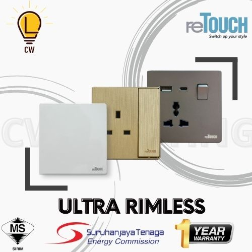 reTouch Switch Ultra Rimless | 13A Switch Socket | 1/2/3/4 Gang ...