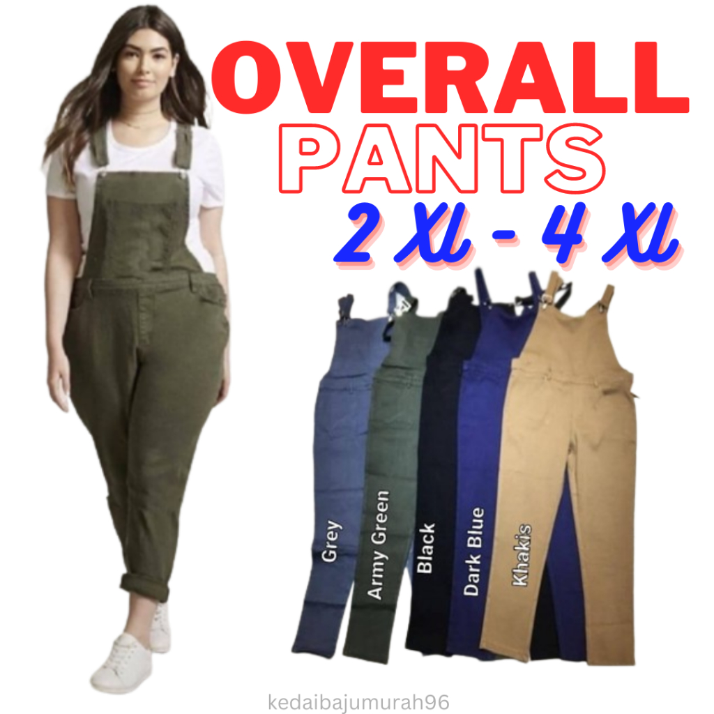 (2XL-4XL)Overall Jumpsuit Women Plus Size Cotton Canvas Slim Fit ...