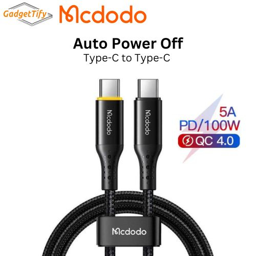 MCDODO CA-3460 | CA-3461 PD Type-C to Type-C Data Cable 100W Quick Charging Auto Power Off Smart ...