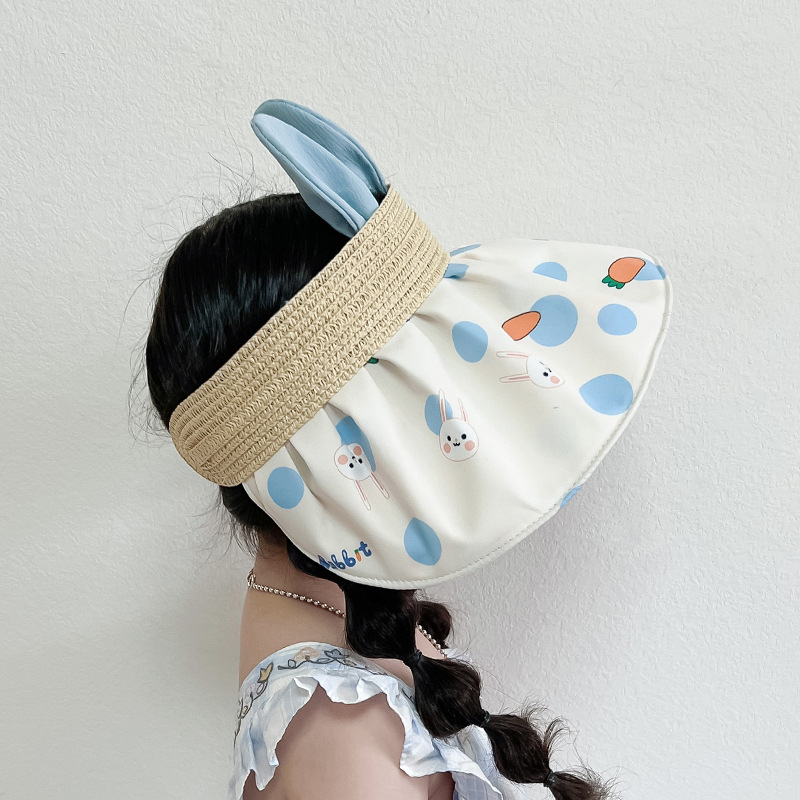 2-10 yrs Headband Cap Kids Large Brim 3D Bunny Ear Outdoor Empty Top ...