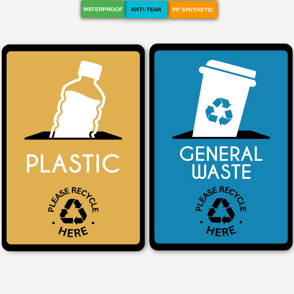 [Plastic or General Waste] Recycle Sticker Self Adhesive 208mm x 145mm ...