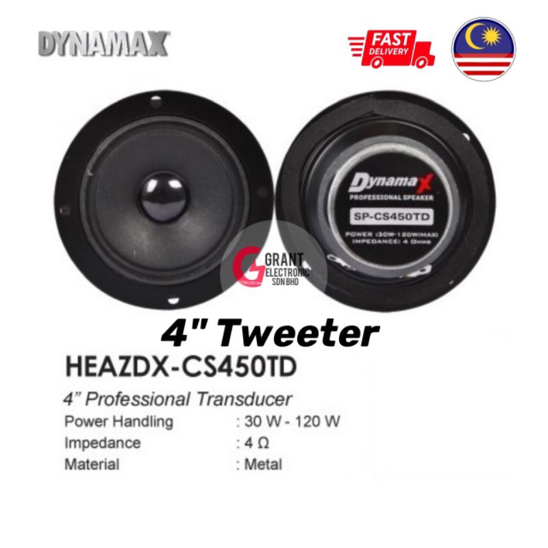 DYNAMAX 4" Tweeter 30w 4ohm CS450TD 4inci Karaoke Tweeter | Shopee Malaysia