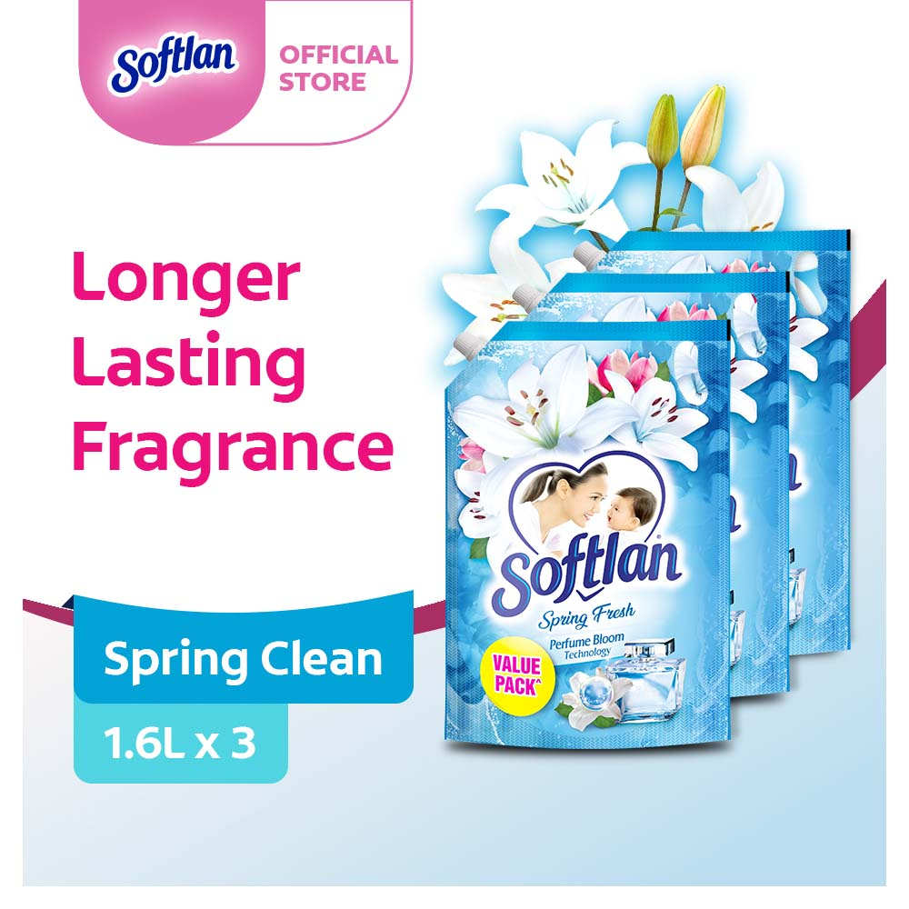 Softlan Anti Wrinkles Spring Fresh Fabric Softener Refill (1.6L x 3 ...