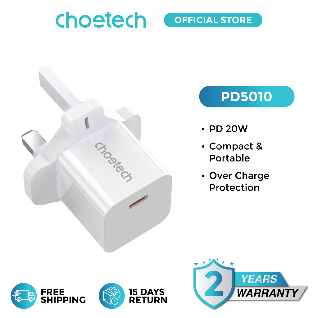 CHOETECH PD5010 20W PD GaN PD USB-C Mini Fast Charge Wall Charger for ...