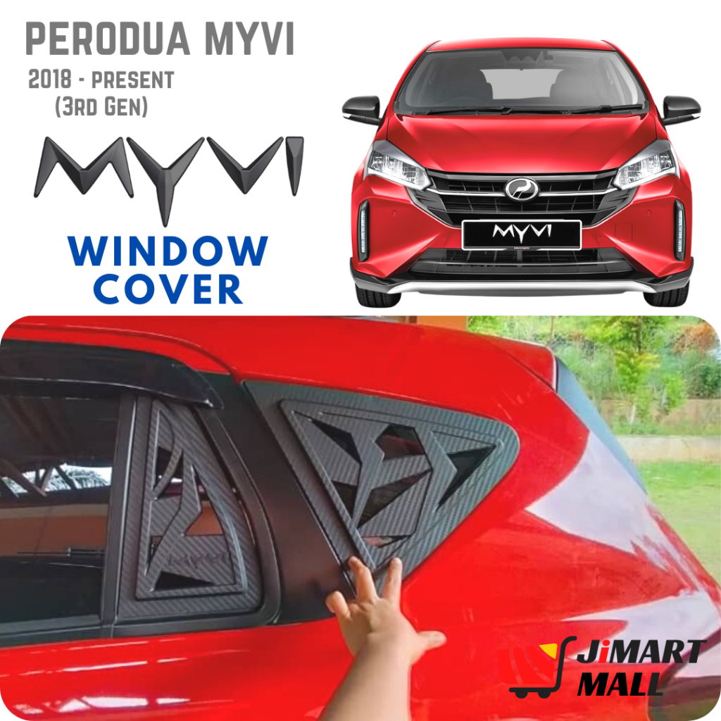 PERODUA MYVI WINDOW COVER CARBON FIBER Protector Rear Side Triangle ...
