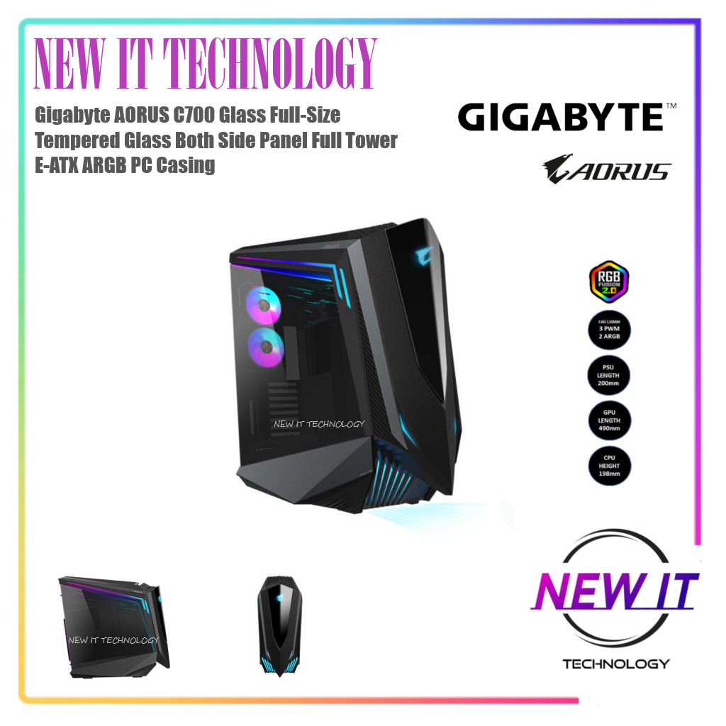Gigabyte AORUS C700 Glass Full-Size Tempered Glass Both Side Panel Full ...