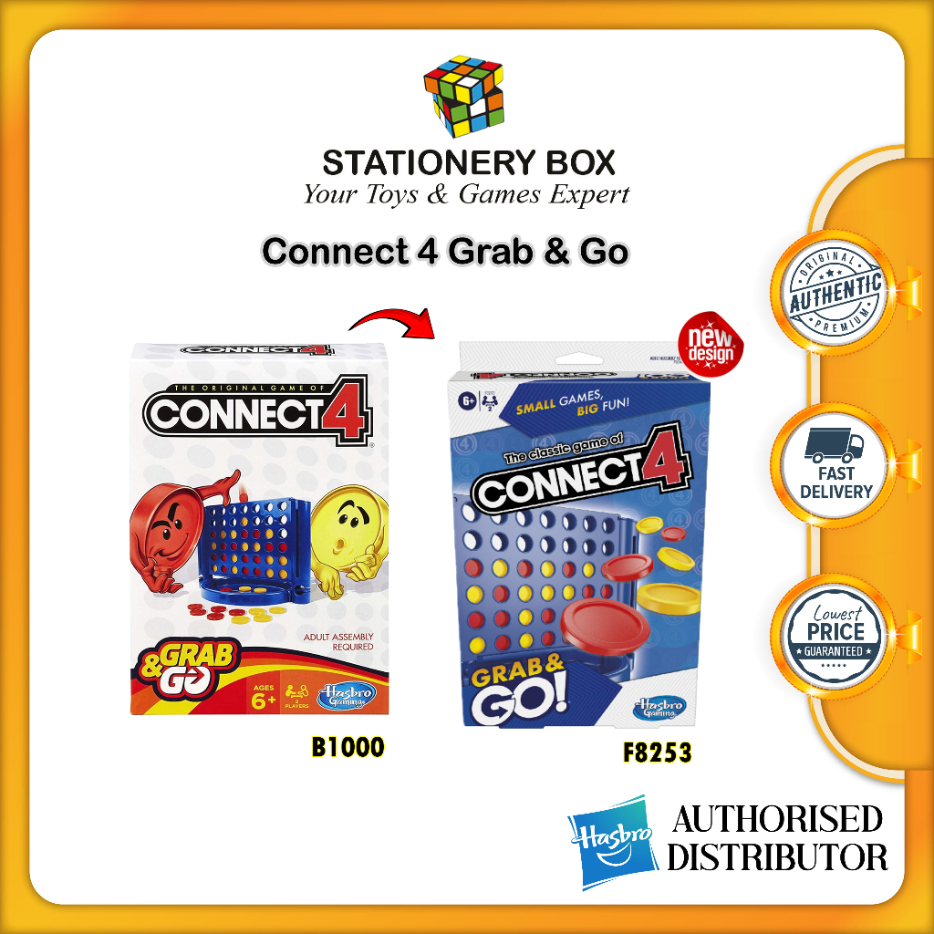 ORIGINAL - Hasbro Connect 4 Grab & Go Game Portable Travel Size, Board ...