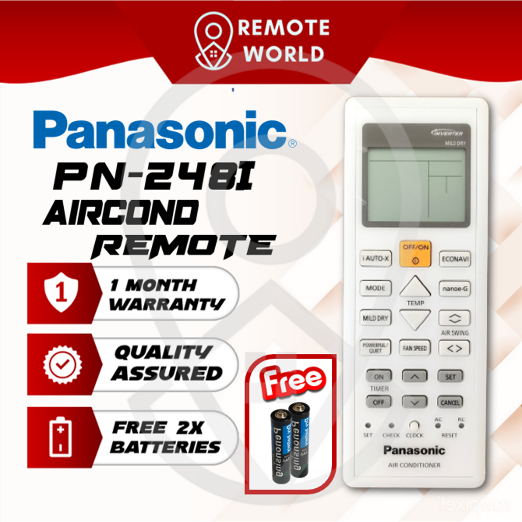 PN-248i Panasonic Inverter Aircond Remote | A75C07360 A75C03550 Alat ...