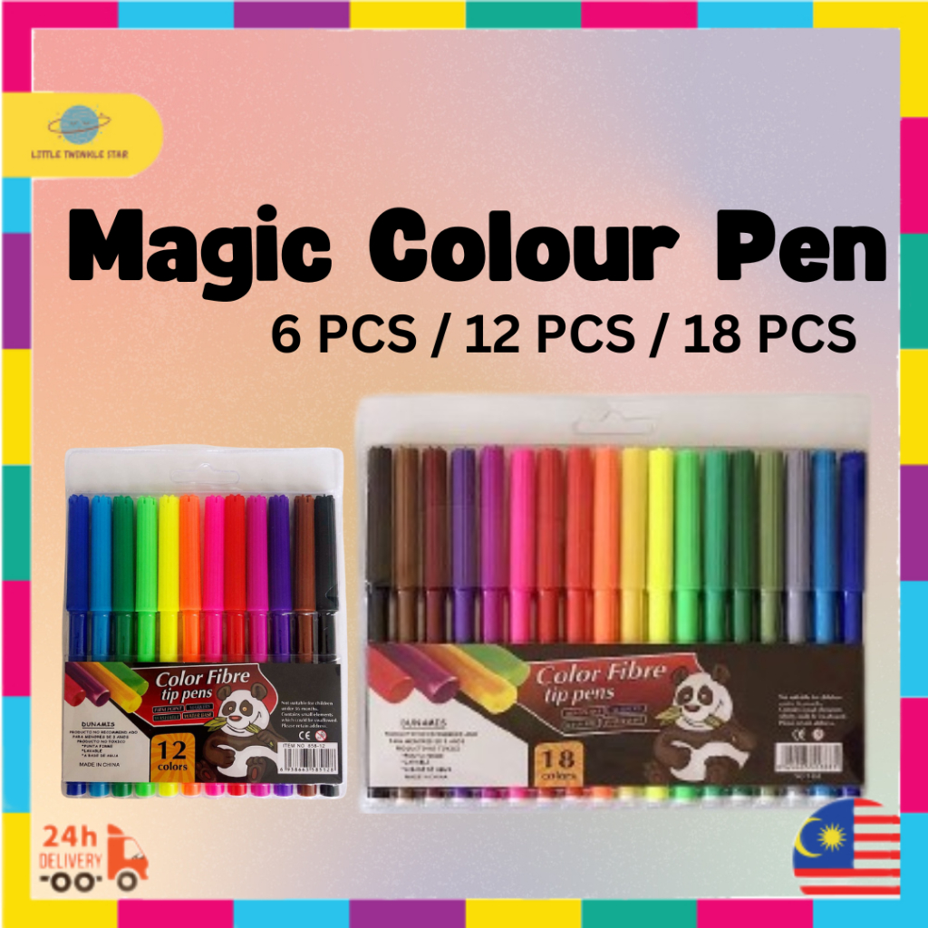12/18 pcs Magic Colour Pen Warna Colour Marker Pen Door Gift Birthday ...