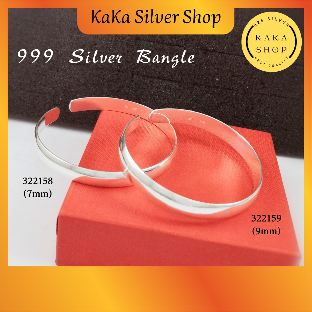 【润月】999 纯银 光身手镯 | Original 999 Silver Bangle For Women / Men (322158/159) | Gelang Tangan ...