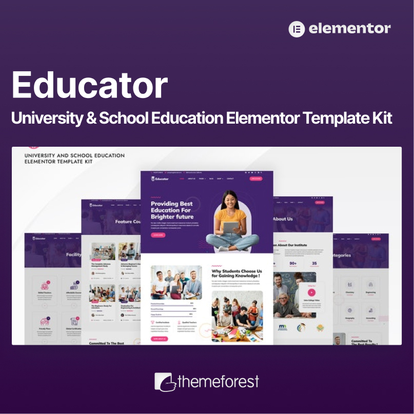 Educator - University & School Education Elementor Template Kit (Themeforest Best Seller ...