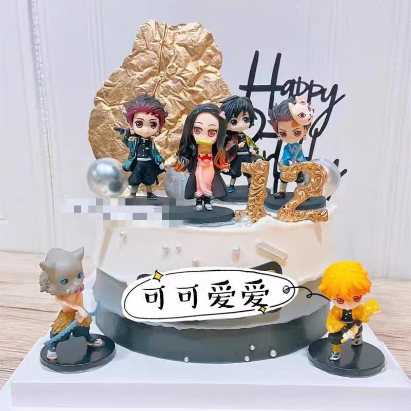 Demon slayer kimetsu no yaiba cake decorations 6pcs in set | Shopee ...