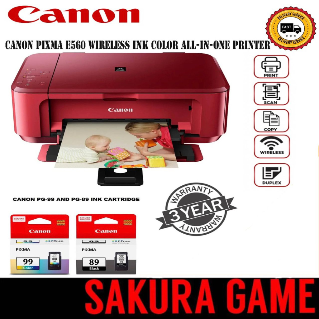 Canon PIXMA E560 Wireless Ink Color All-In-One Printer / Duplex Print ...