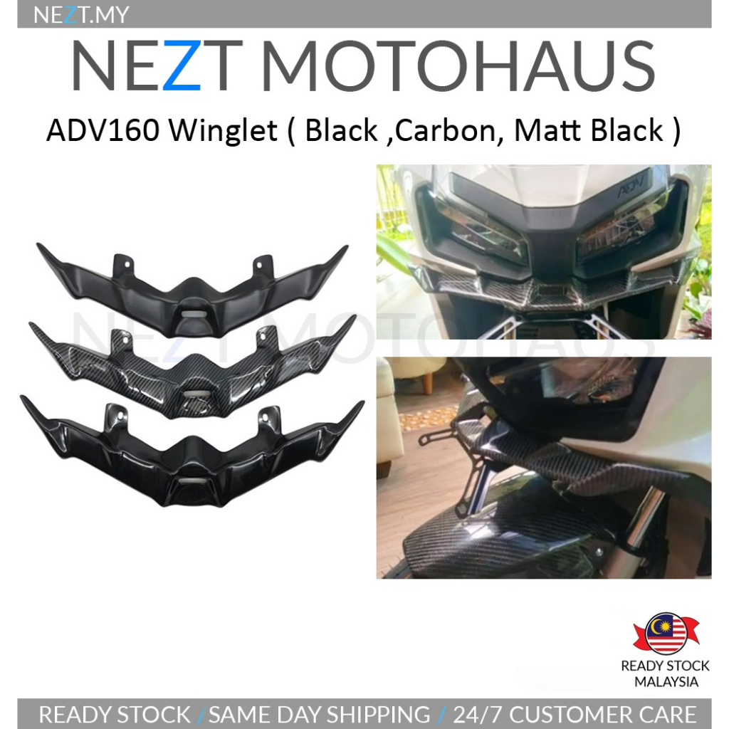 HONDA ADV ADV160 FRONT WINGLET GLOSS BLACK / MATTE BLACK / CARBON LOOK ...