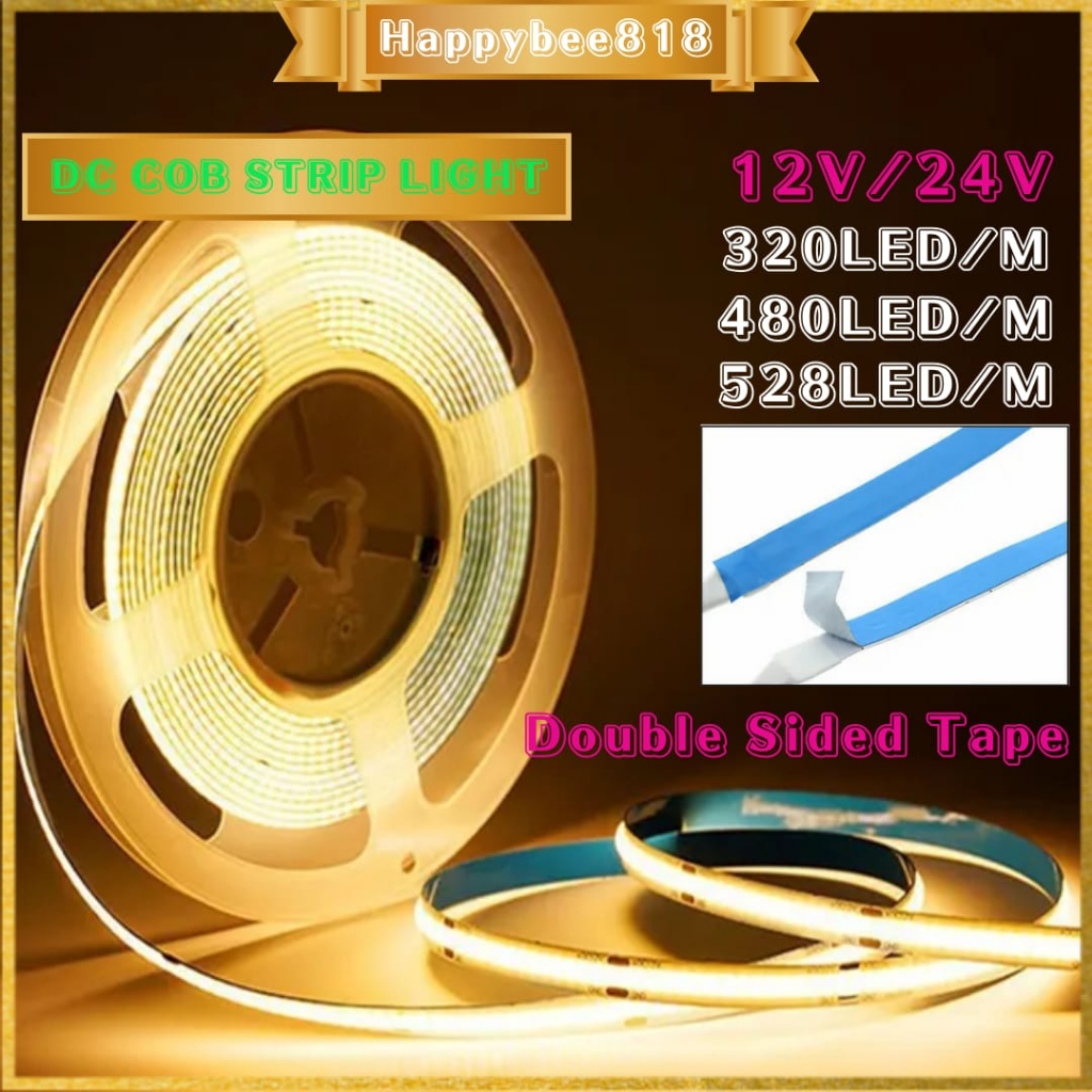 DC12V 24V Super Bright COB LED Strip Light High Quality High Density 320led/m 480led/m 560led/m ...