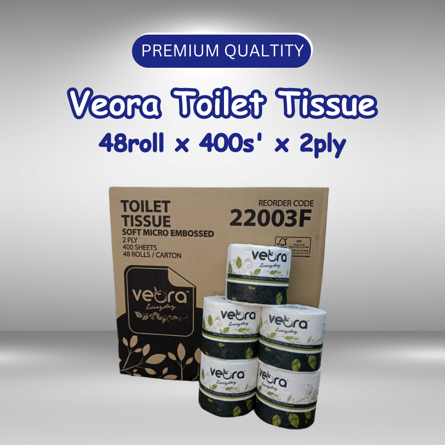 Veora toilet tissue soft 400’s micro embossed 2ply carton 22003F ...