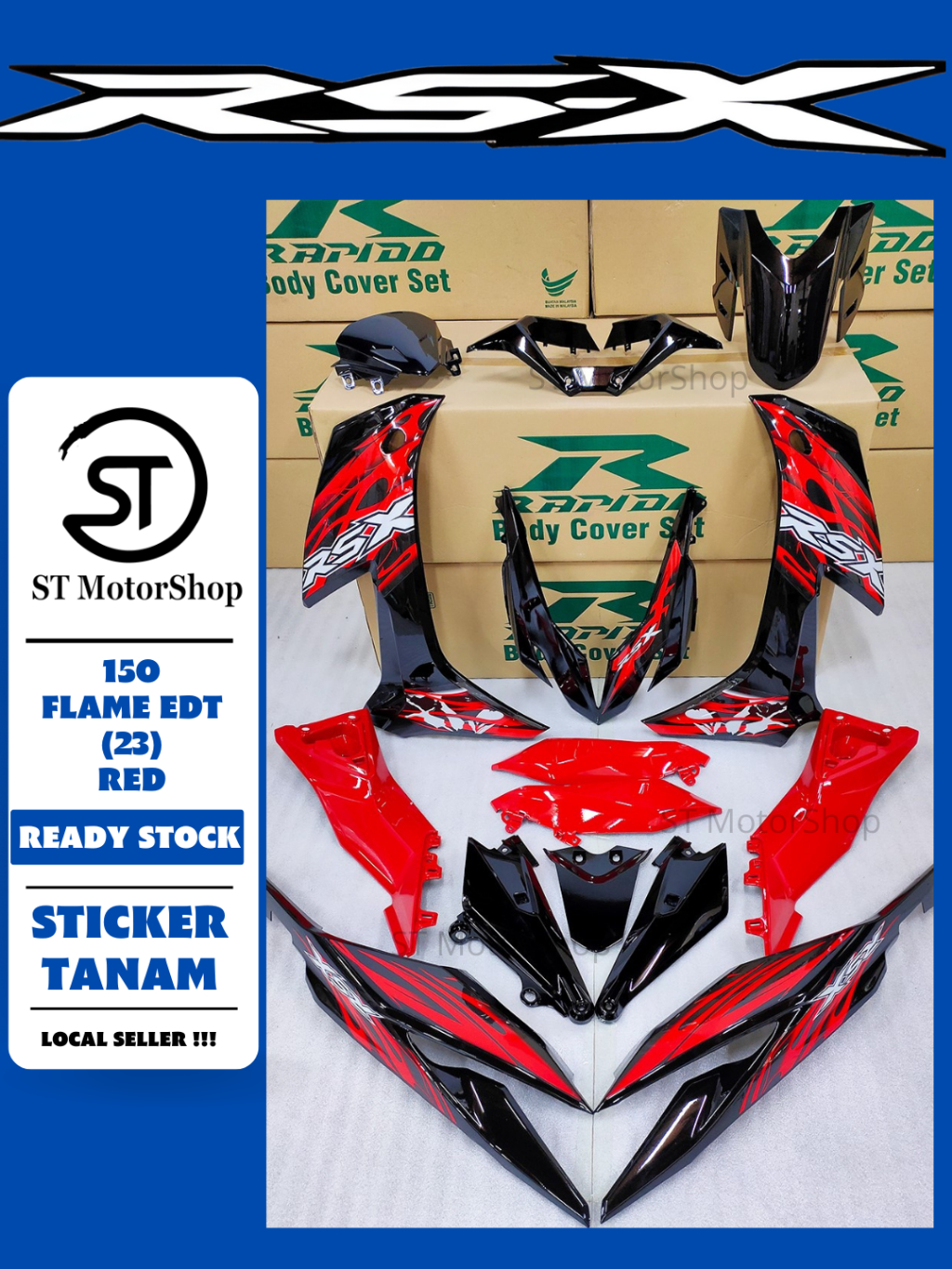 HONDA RSX RS-X 150 FLAME EDT (23) RED COVER SET (STICKER TANAM) RAPIDO ...