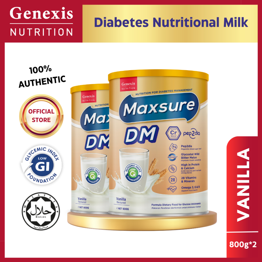 [TwinPack]Maxsure DM Vanilla (800g*2tins)Diabetes Management Milk Susu ...