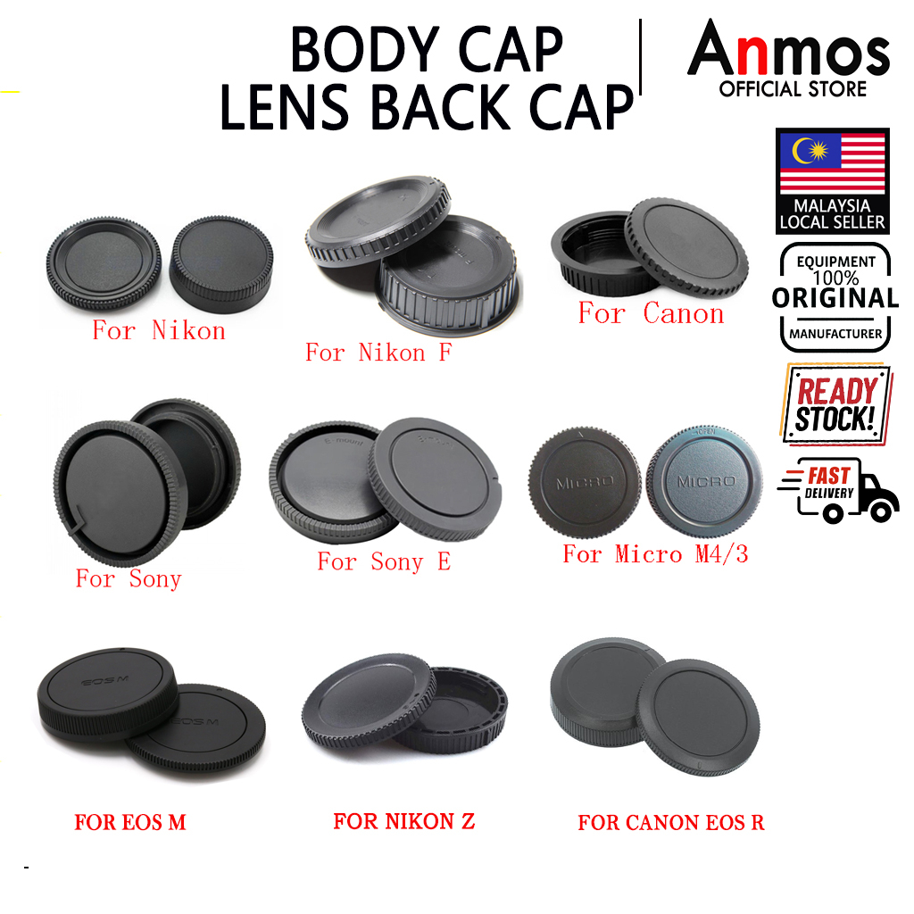 Camera Body Cap and Rear Lens Cap Cover Set for Canon Nikon Sony ...