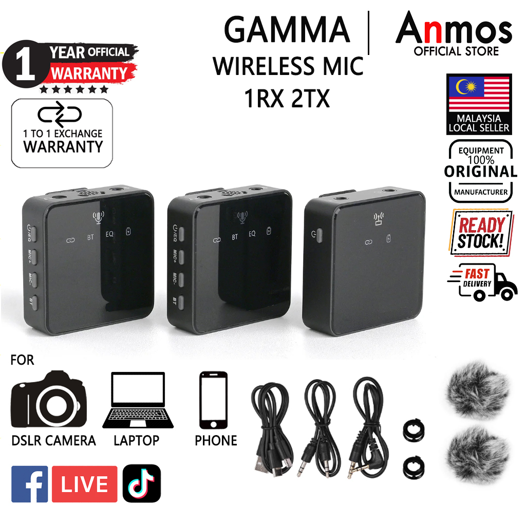 GAMMA Wireless Recording Microphone System with Transmitter Receiver ...