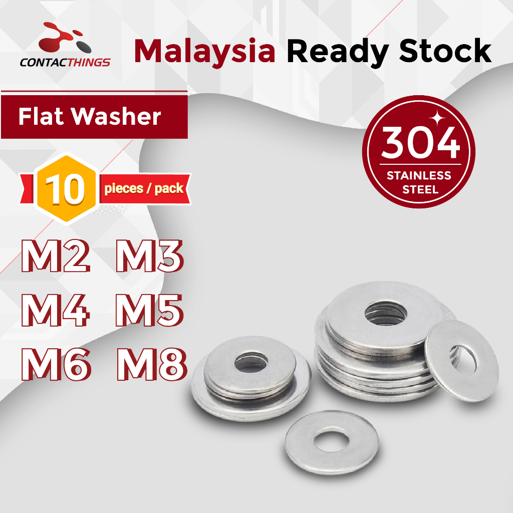 M2 M3 M4 M5 M6 M8 Stainless Steel 304 Flat Washer | Shopee Malaysia